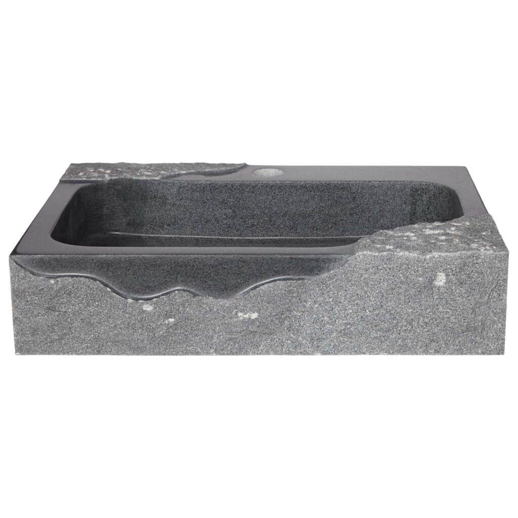 Rectangular Granite Vessel Sink with Chiseled Exterior and Top ...